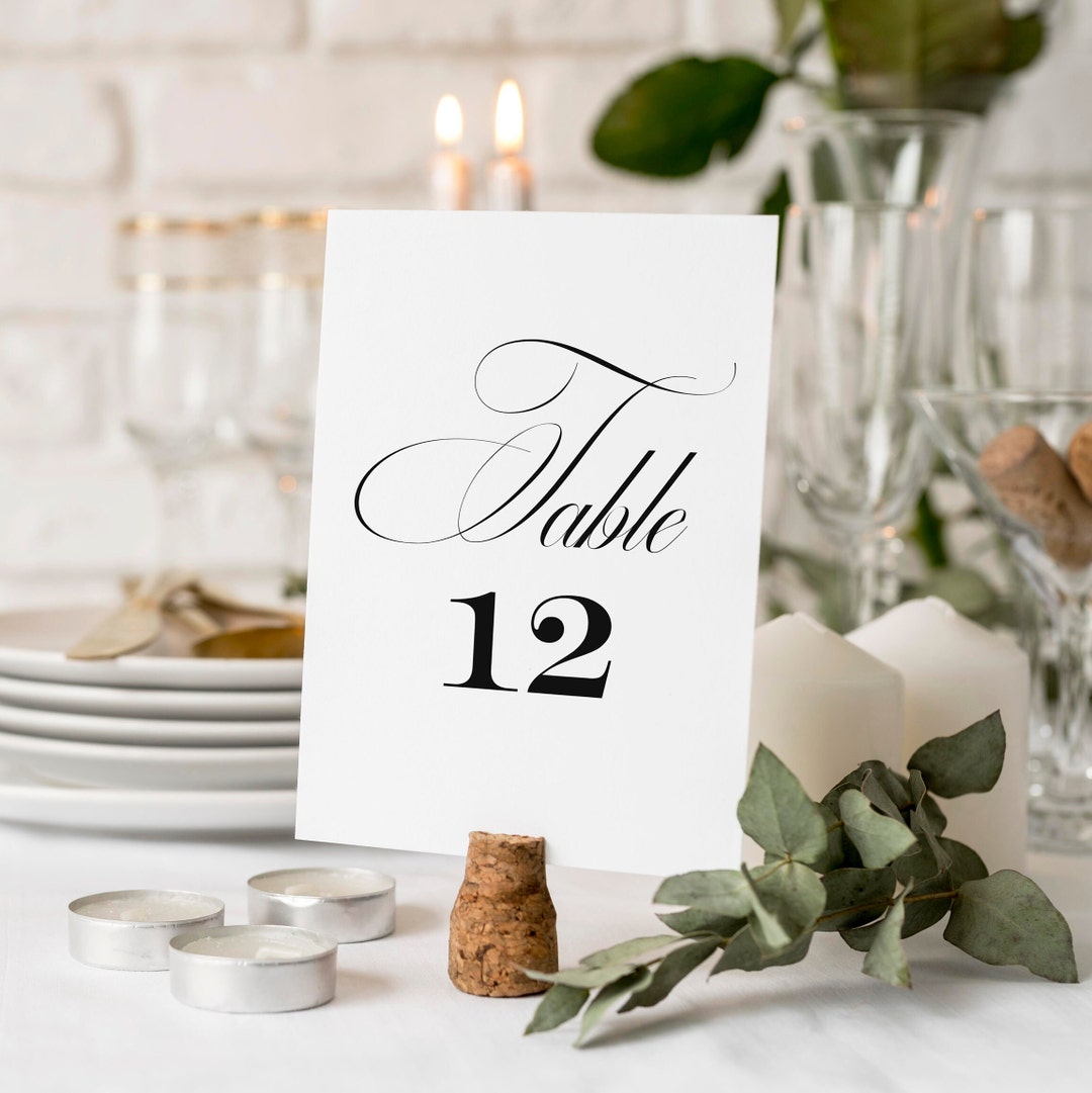 PRINTABLE Table Numbers, Elegant, Chic, Bridal Showers, Rehearsal ...