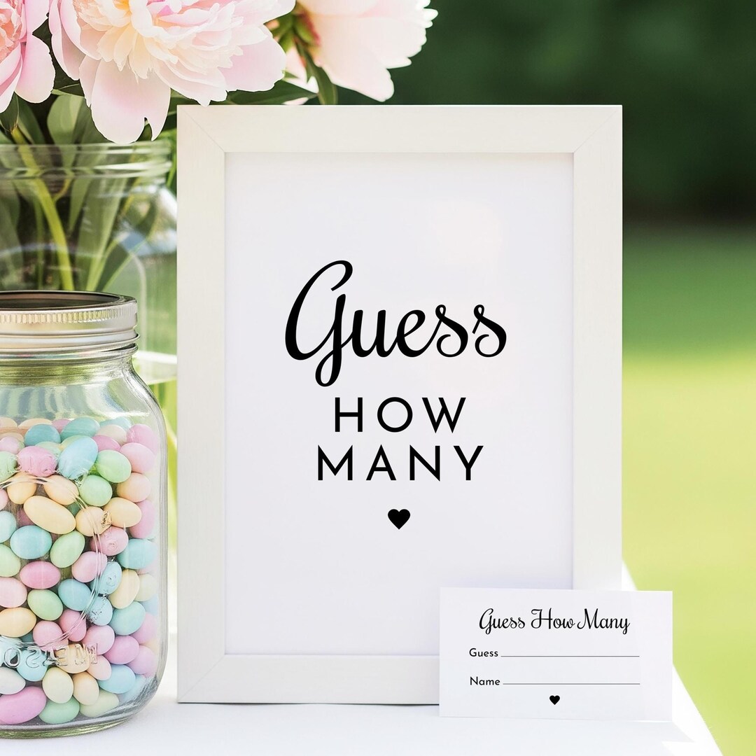 Bridal Shower Guessing Game: Printable Sign & Cards (instant Download ...