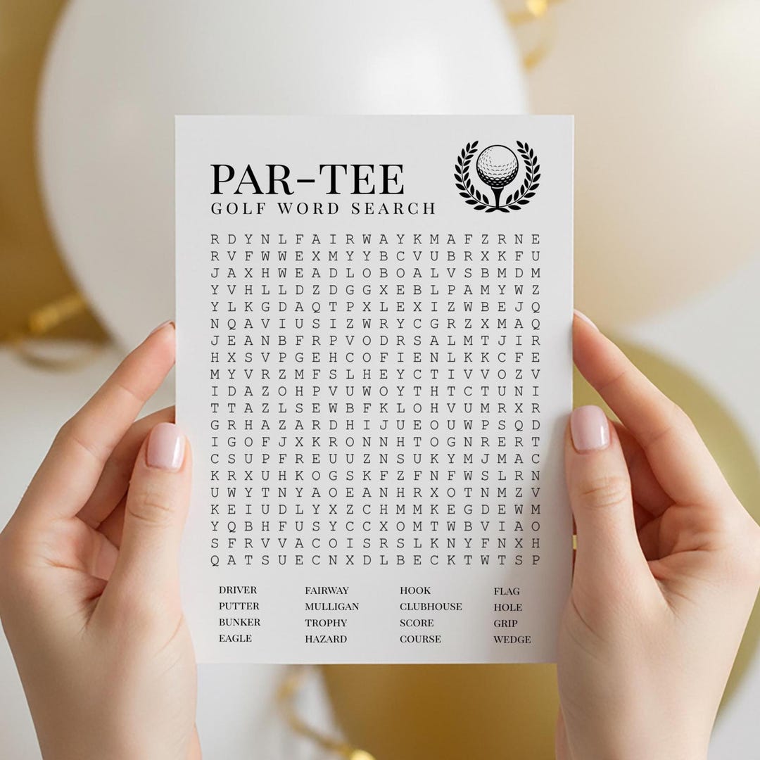 Golf Word Search Puzzle With Answers, Birthday, Retirement, Golf ...