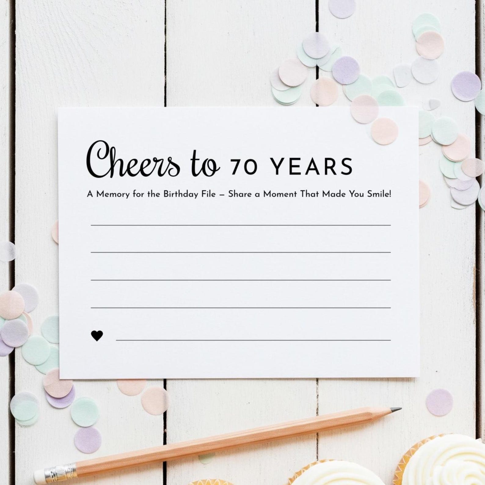 40th Birthday Memory Card, Printable Party Keepsake, No Editing ...