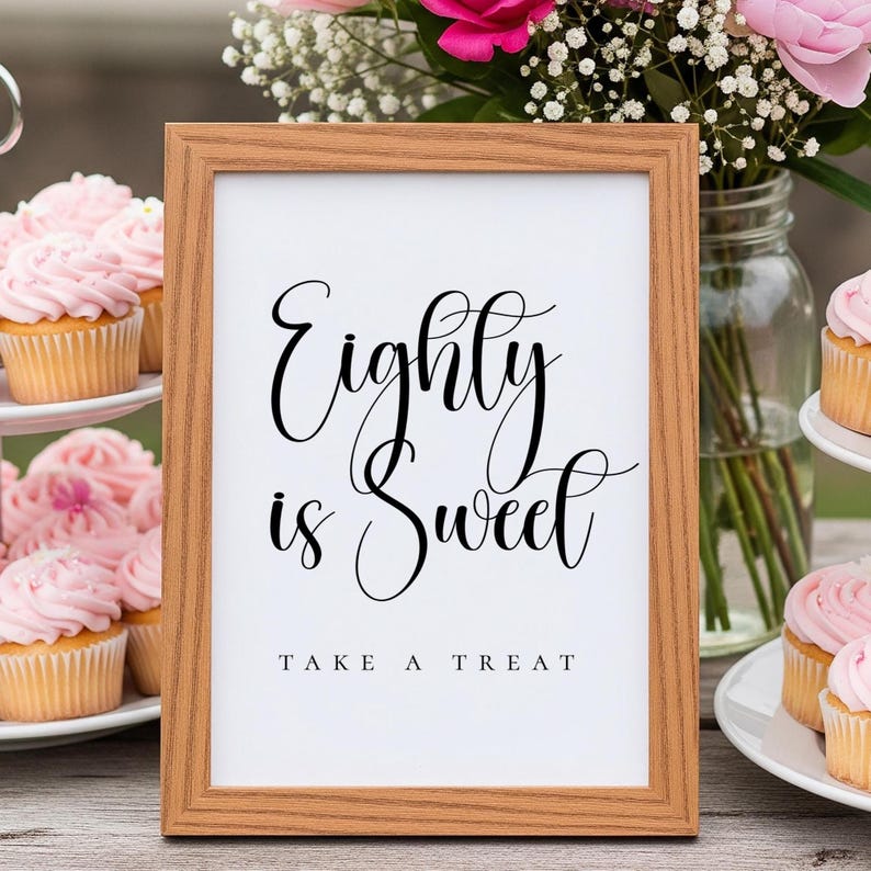 Hello Eighty Printable Sign, 80th Birthday Party Decor, Non-editable ...