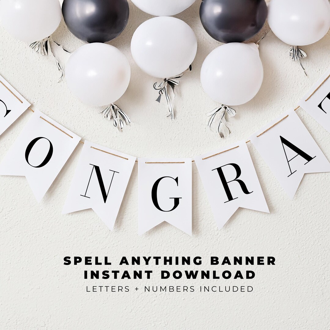 Printable Letter Banner, Printable Party Decor, Spell Anything ...