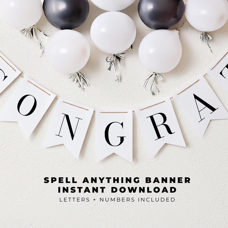 Printable Letter Banner, Printable Party Decor, Spell Anything ...