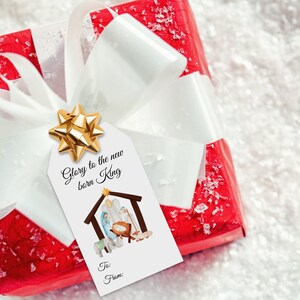 Printable Christmas Gift Tags | Nativity Bible Verse Labels | DIY ...