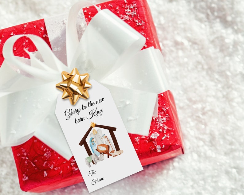 Printable Christmas Gift Tags | Nativity Bible Verse Labels | DIY ...