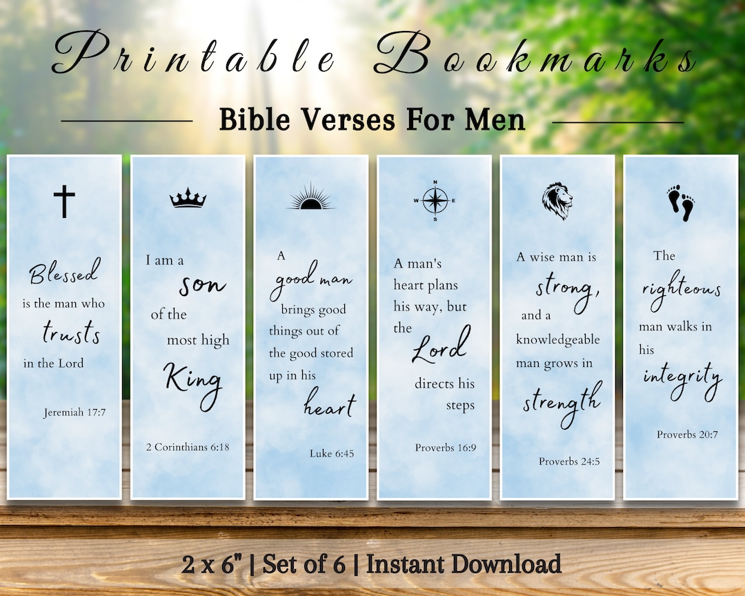 Printable Bible Verse Bookmarks for Men & Boys | Christian Gift for Dad ...