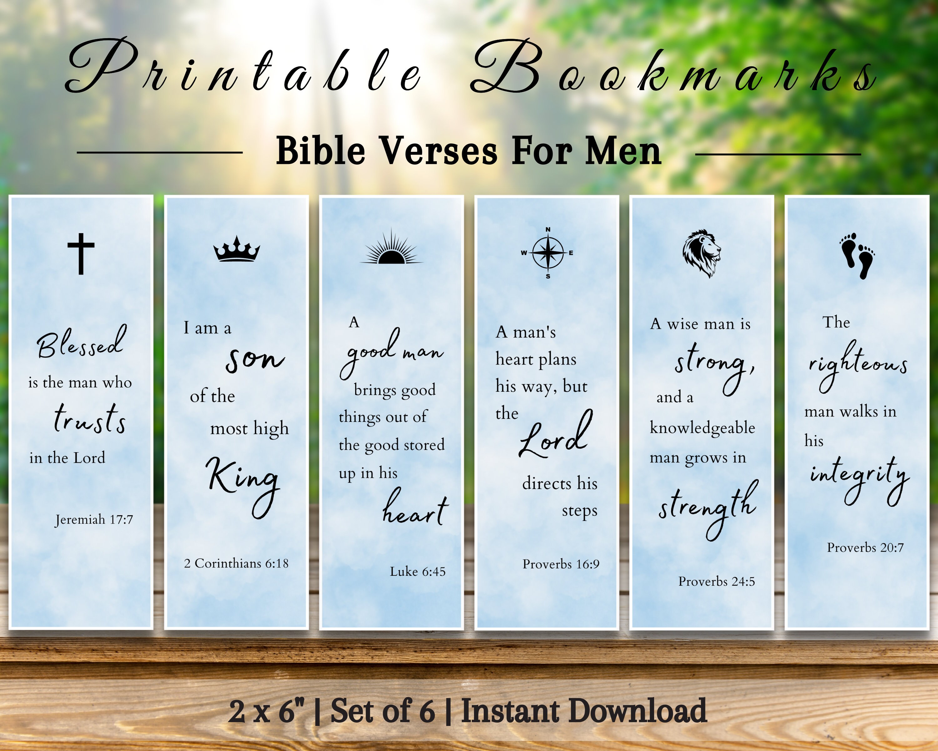 Printable Bible Verse Bookmarks for Men & Boys Christian Gift for Dad ...