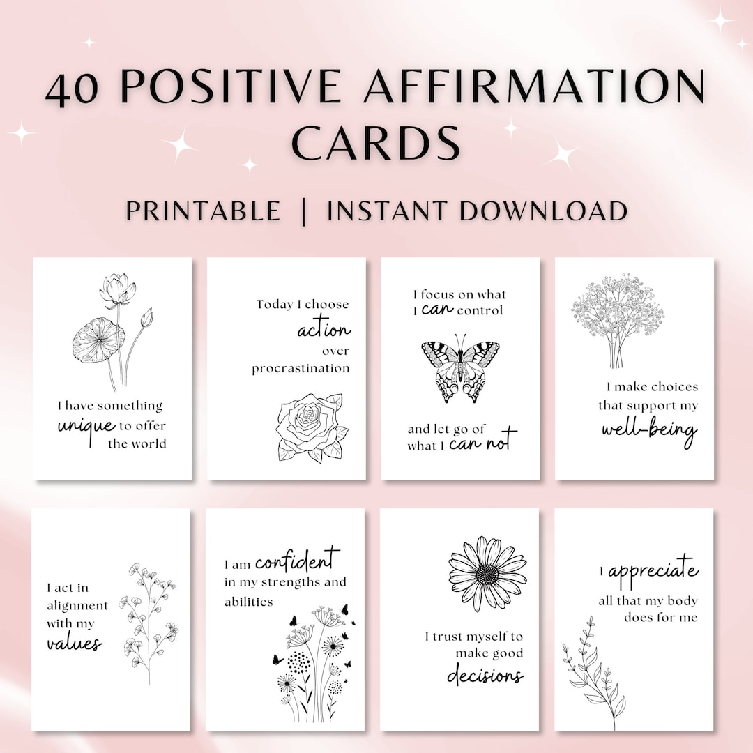 Affirmation Cards Printable | Positive Quote Flash Cards for Women ...