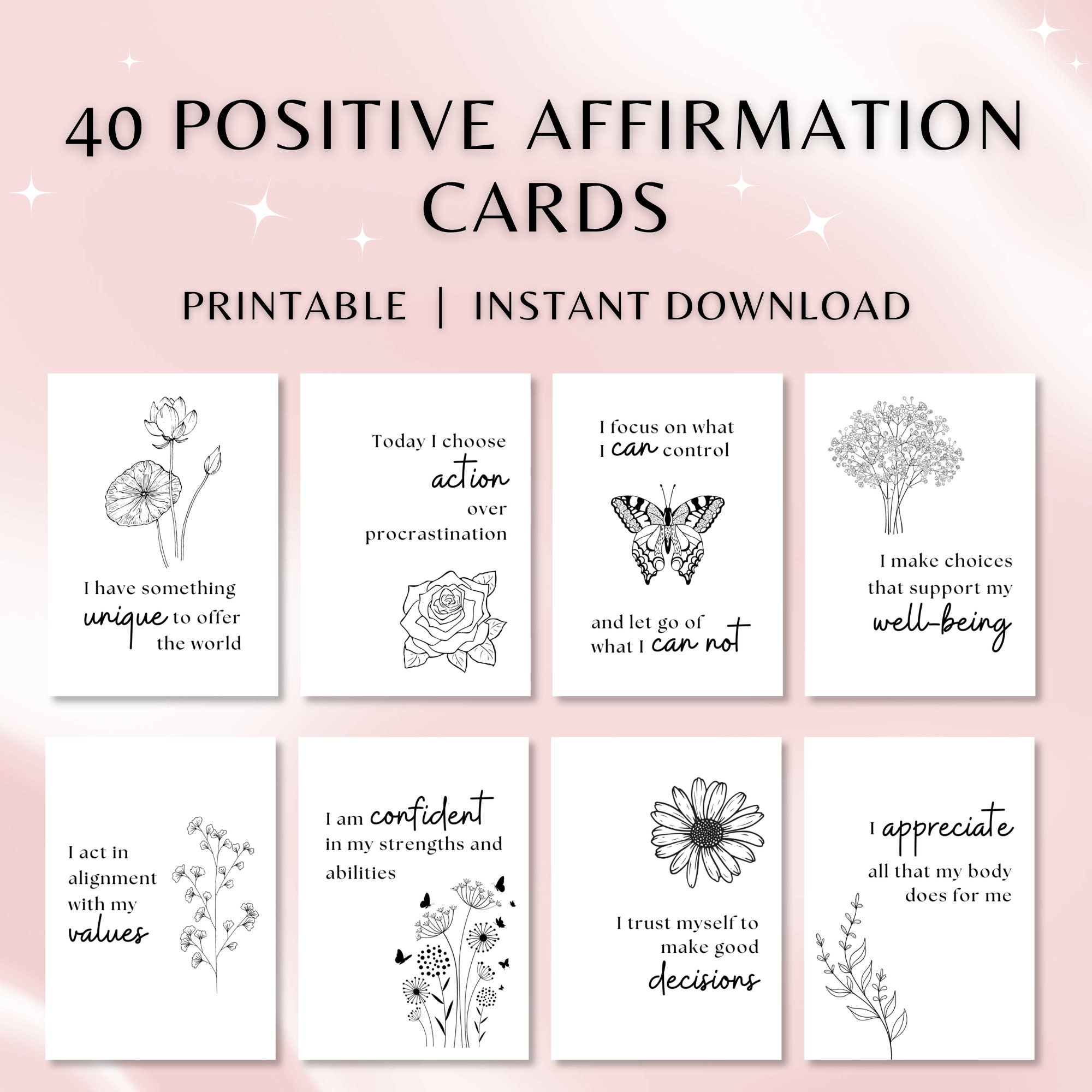 Affirmation Cards Printable | Positive Quote Flash Cards for Women ...