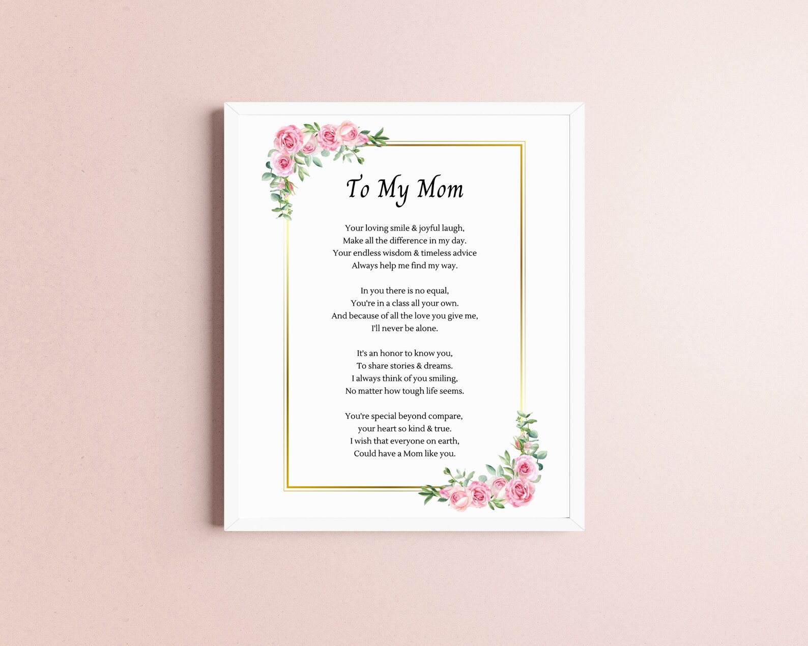 Printable Poem for Mom to My Mom Card Gift From Daughter or Son Pink ...
