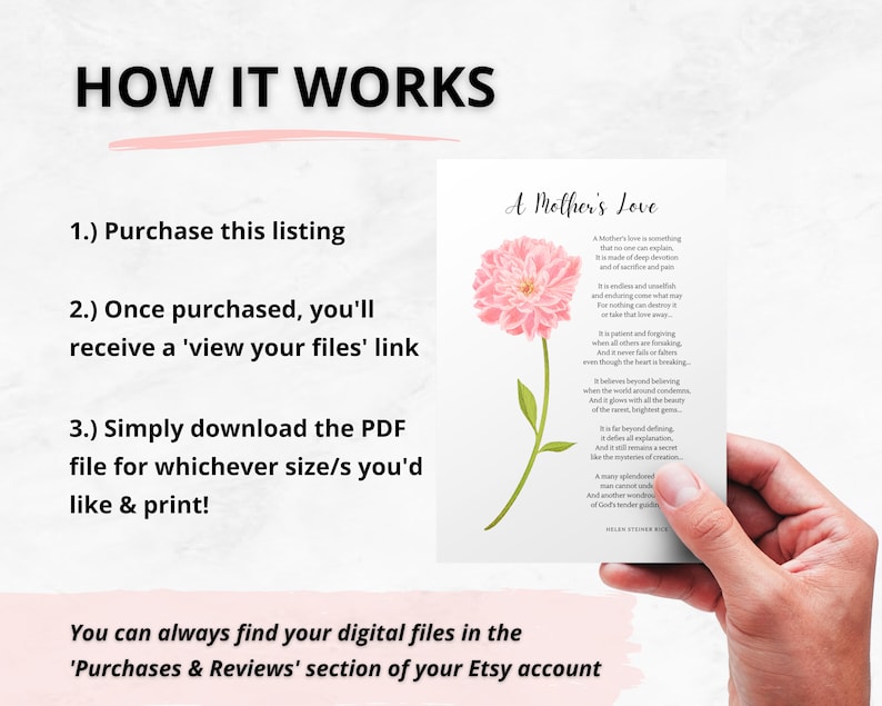 Printable Poem for Mom | Mother's Day Gift | Floral Birthday Card ...