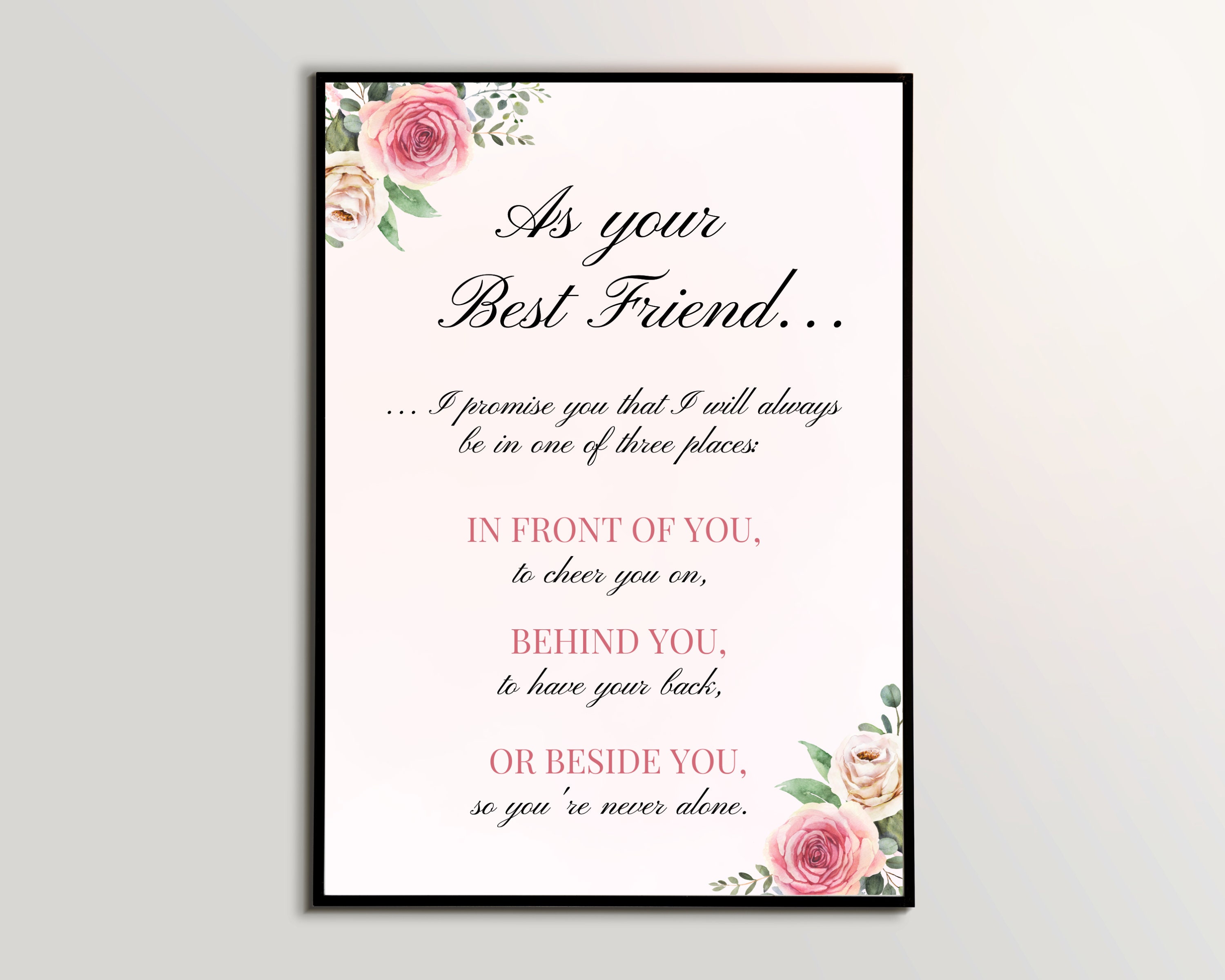 Printable Best Friend Poem Floral Watercolor Birthday Card for Bestie ...