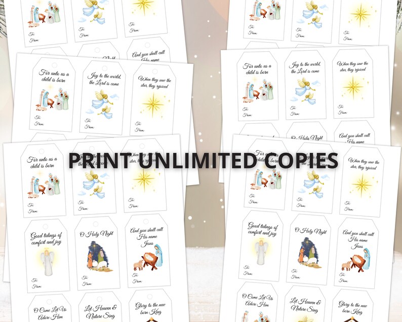 Printable Christmas Gift Tags | Nativity Bible Verse Labels | DIY ...