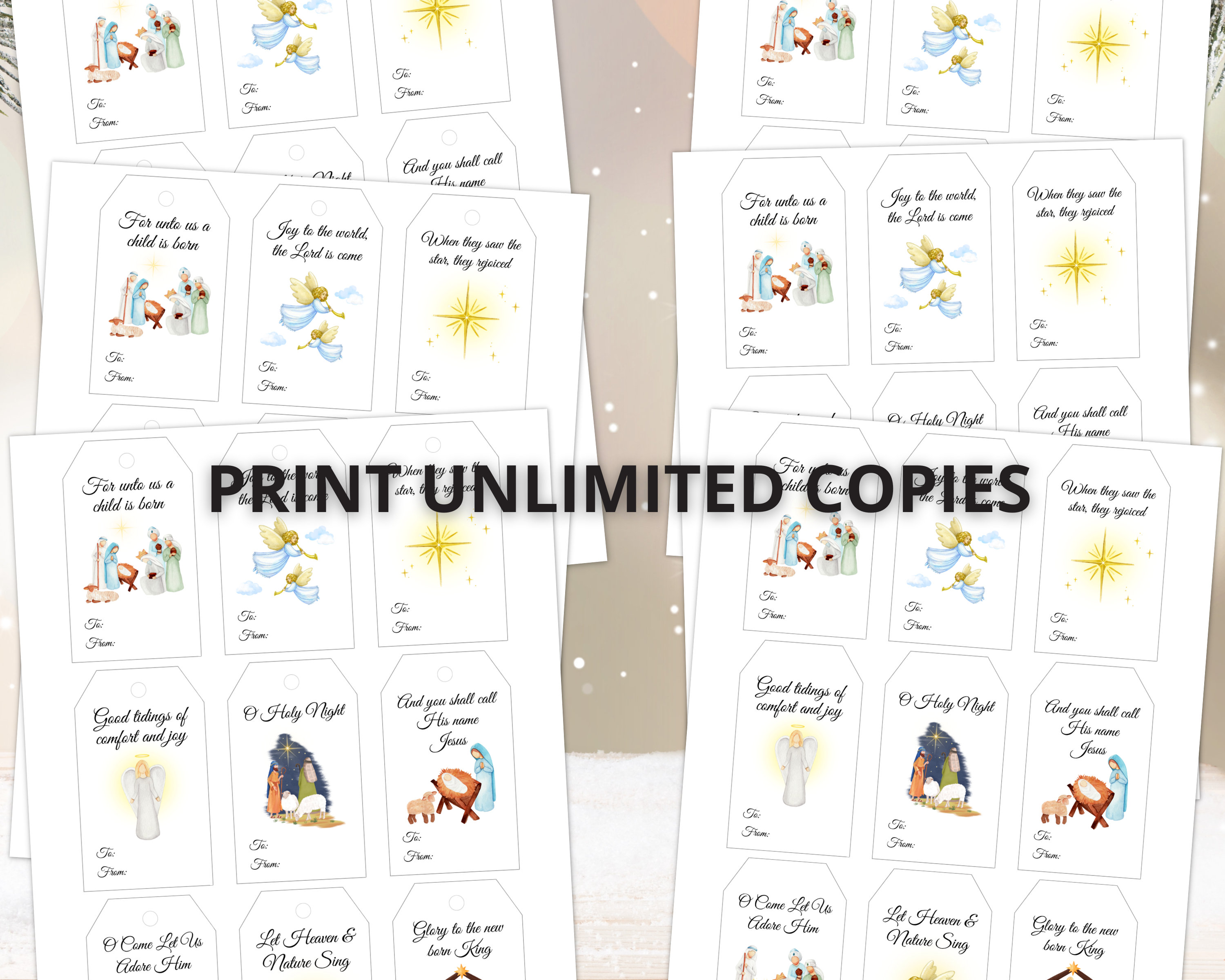 Printable Christmas Gift Tags | Nativity Bible Verse Labels | DIY ...