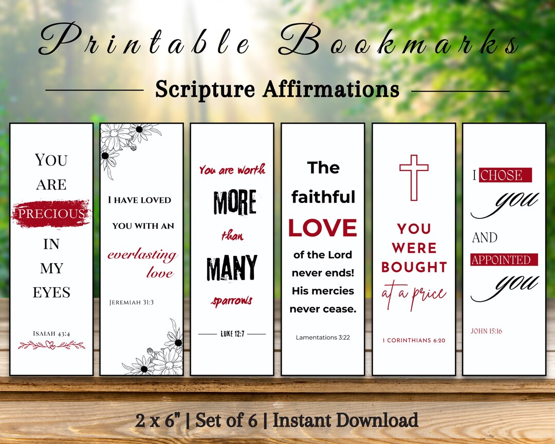 Printable Bible Verse Bookmarks | Scripture Affirmation Quotes for ...
