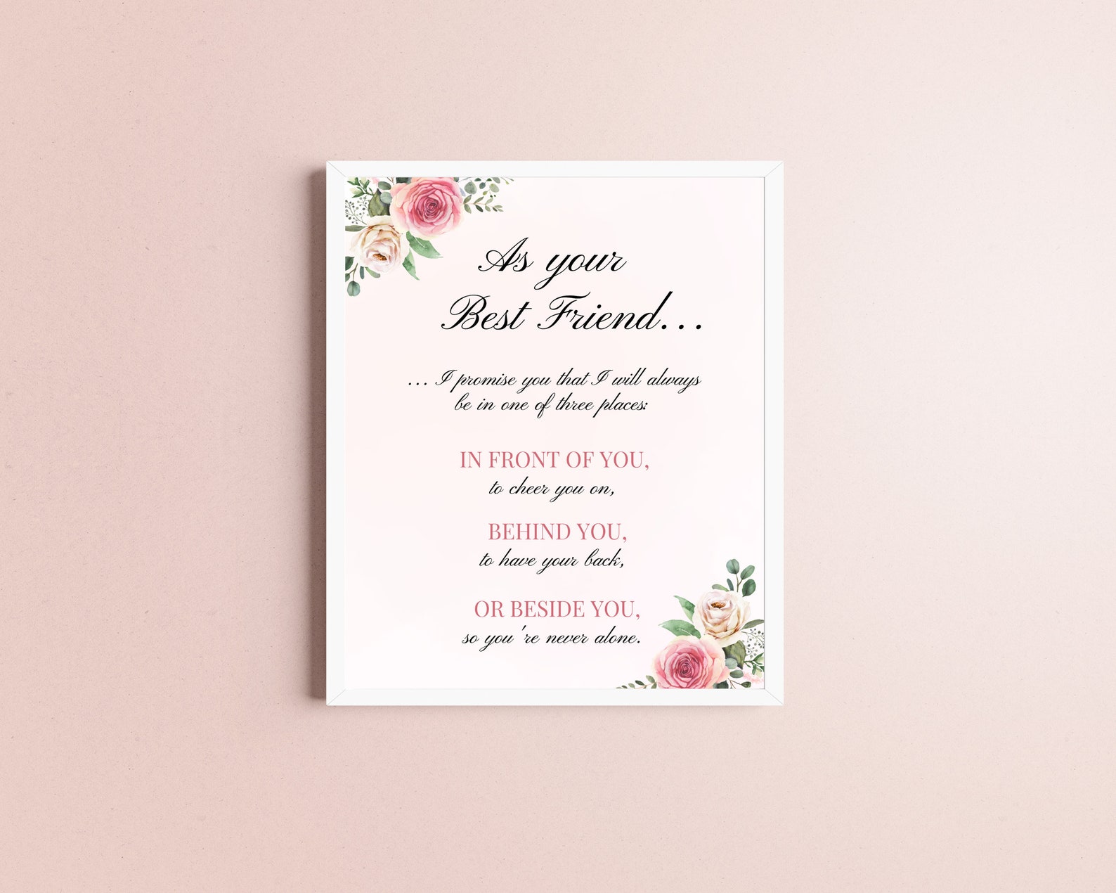 Printable Best Friend Poem | Floral Watercolor Card for Bestie ...