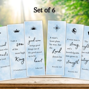 Printable Bible Verse Bookmarks for Men & Boys | Christian Gift for Dad ...