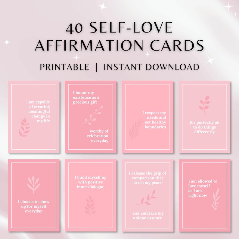 Self-love Affirmation Cards Boho Printable | Positive Quotes Deck for ...