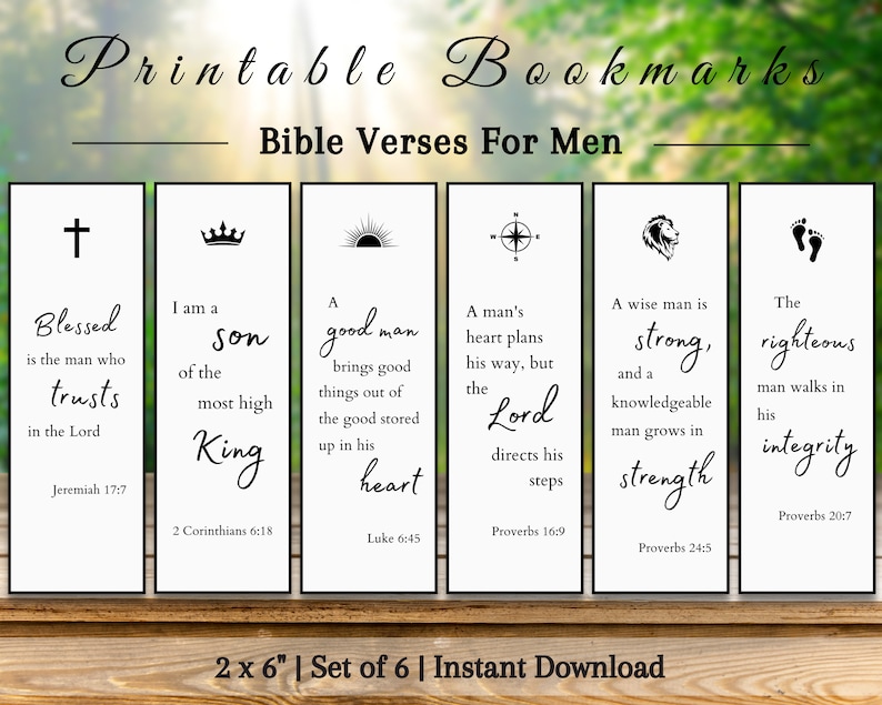 Printable Bible Verse Bookmarks for Men & Boys | Christian Gift for Dad ...