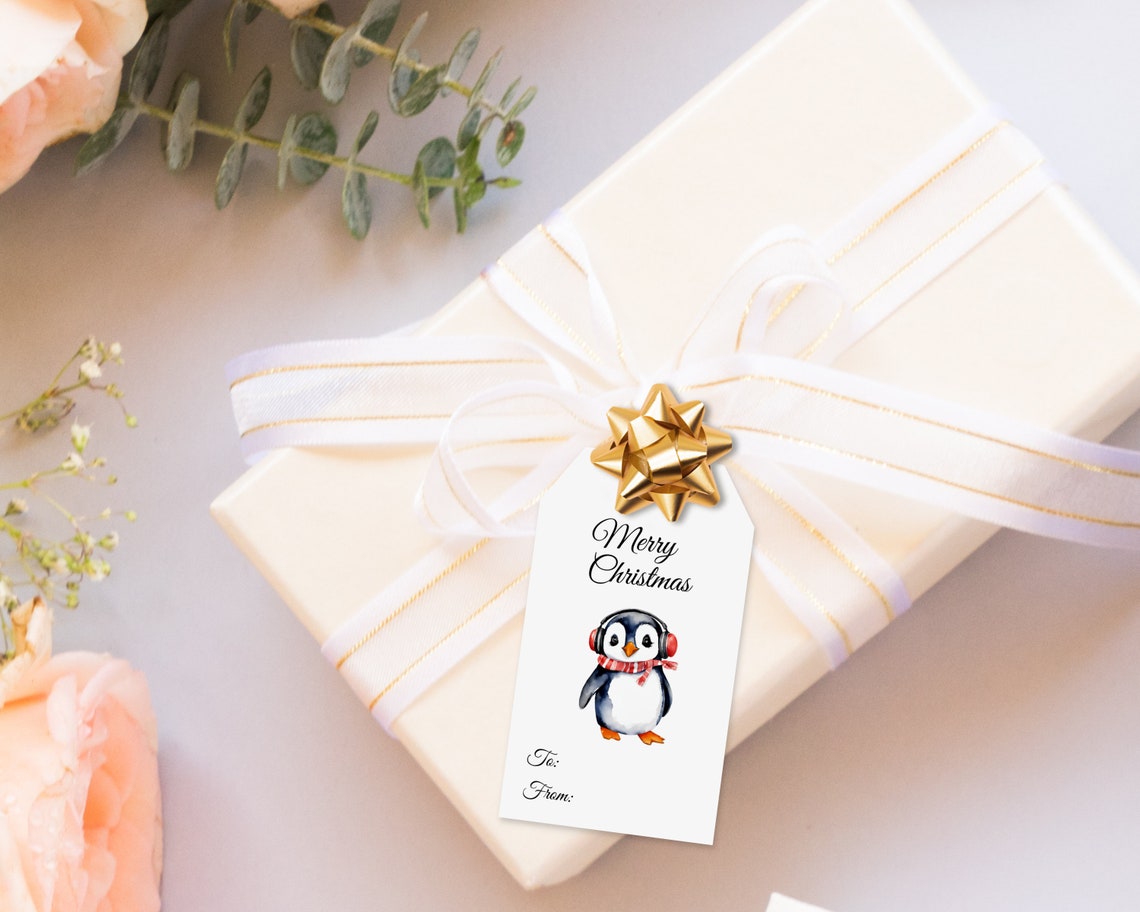 Cute Christmas Animal Gift Tags Printable Watercolor Pet Labels DIY ...