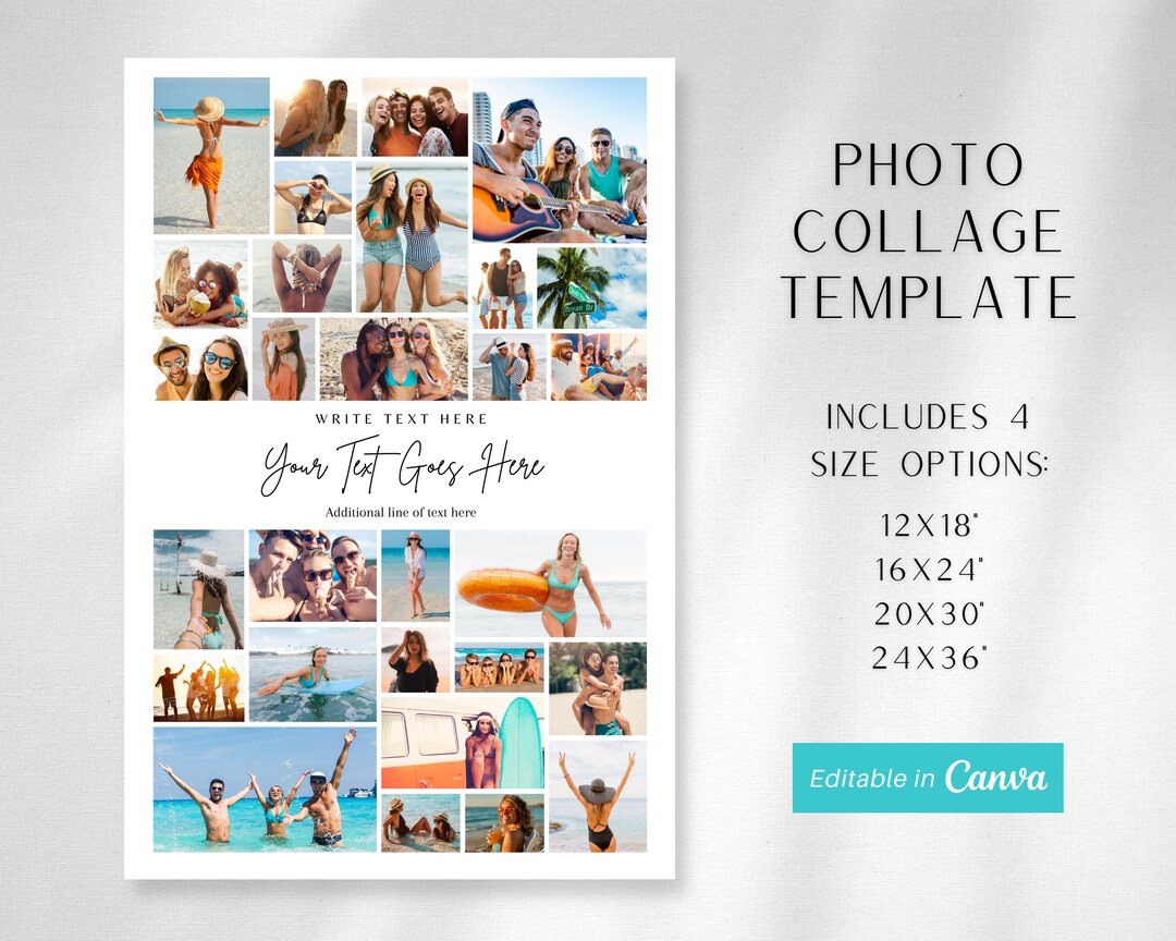 Printable Photo Collage Poster Template | Personalized Gift for Friend ...