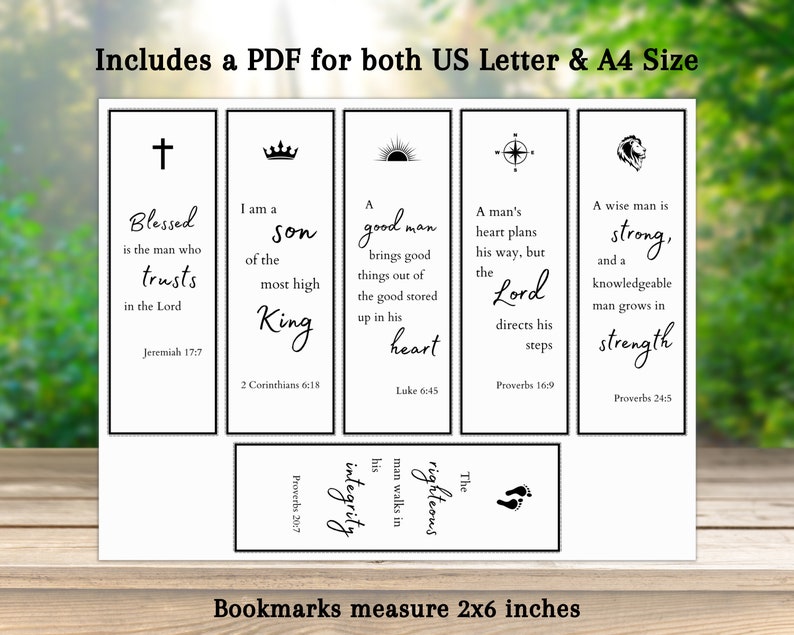 Printable Bible Verse Bookmarks for Men & Boys | Christian Gift for Dad ...
