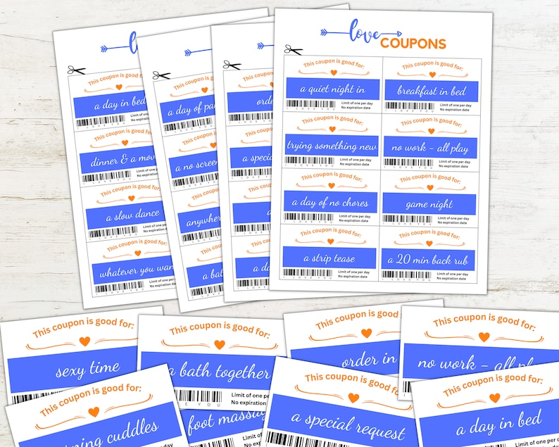 Printable Love Coupons | Personalized Valentines Day Gift for Him or ...