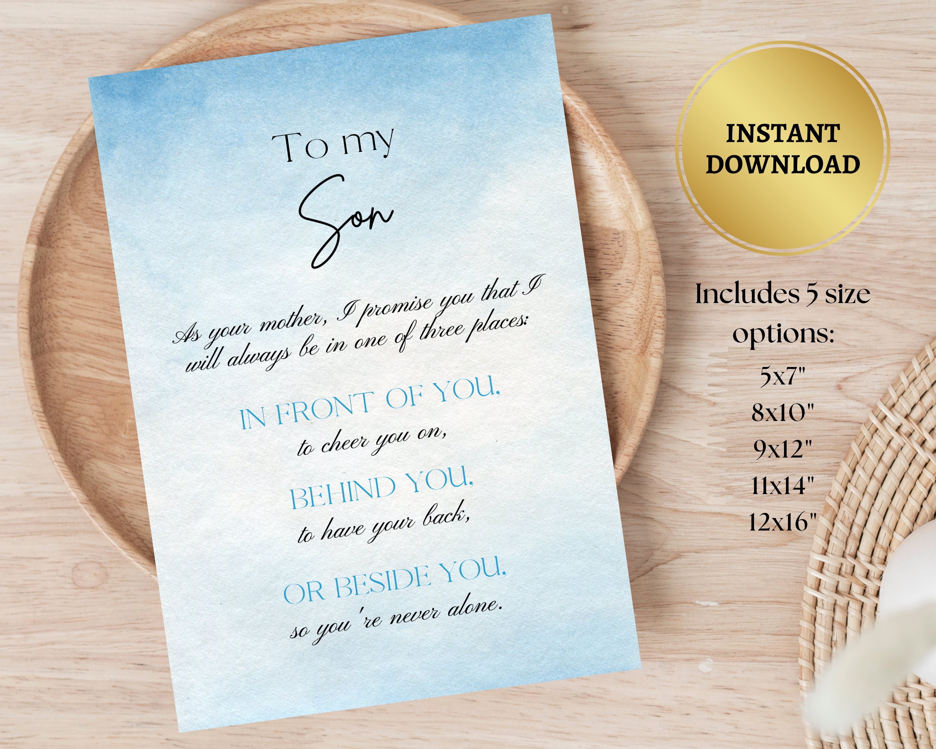 Printable Poem for Son | Card From Mom | Gift to My Son | A Mother's ...