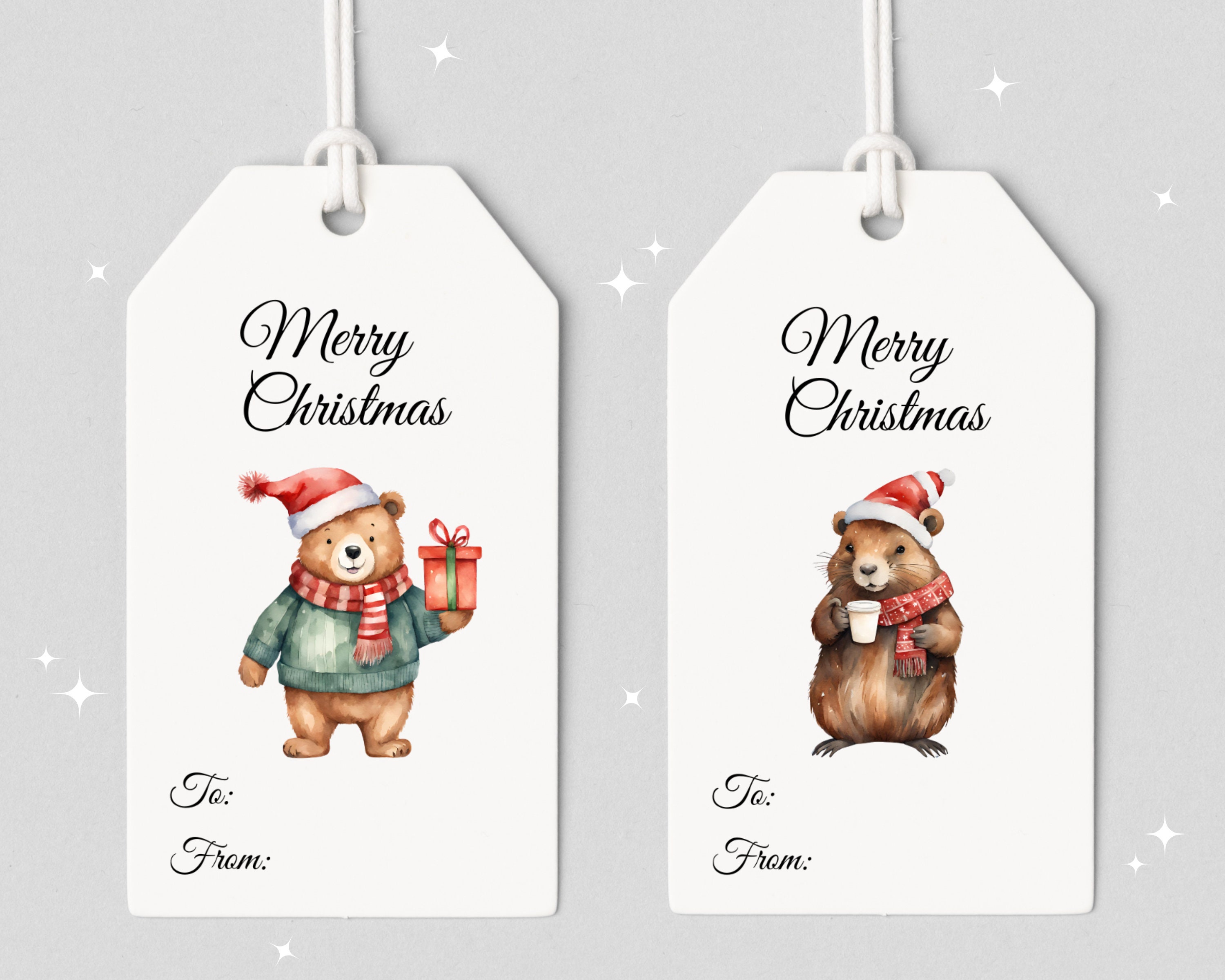 Cute Christmas Animal Gift Tags | Printable Watercolor Pet Labels | DIY ...