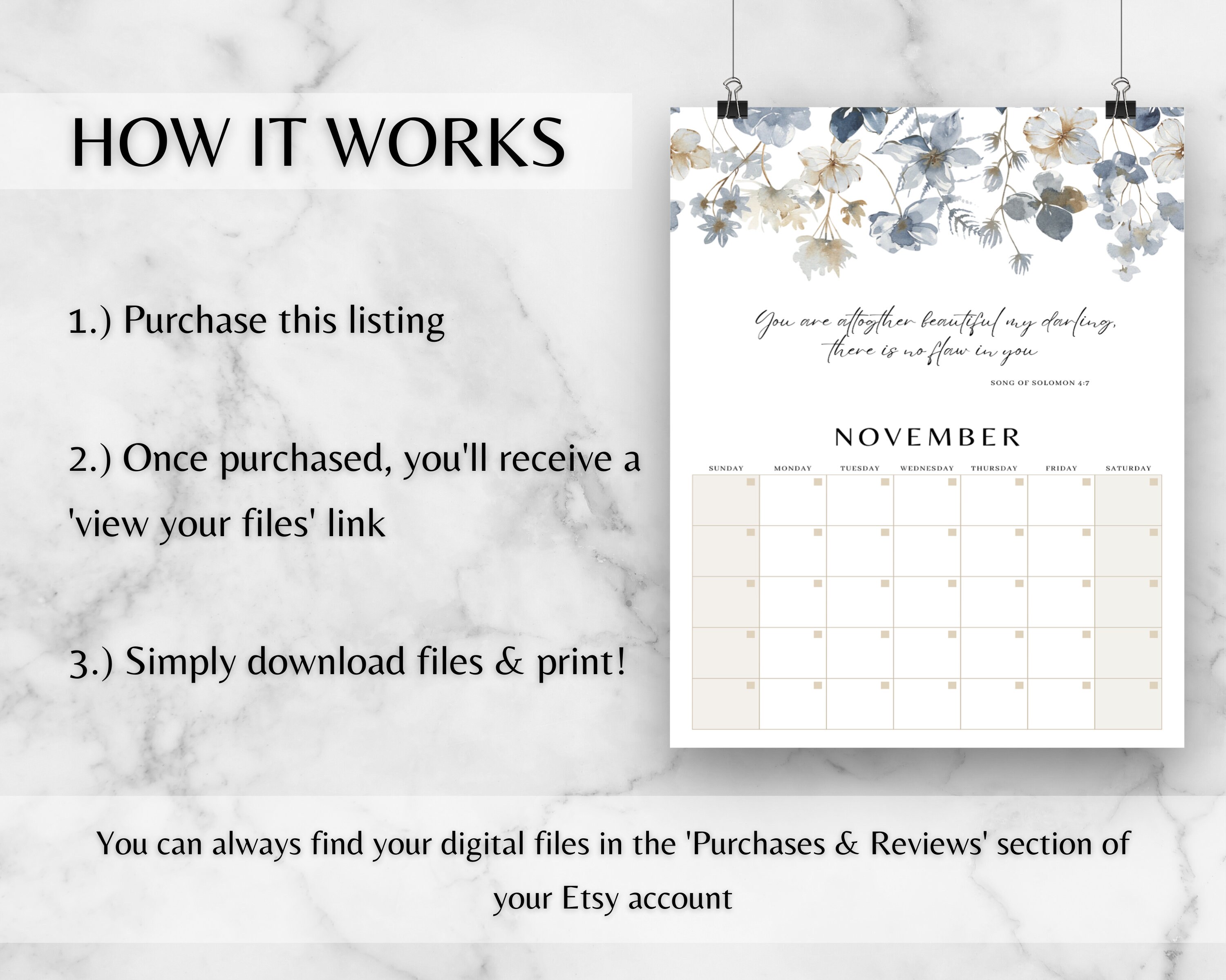 2024 Bible Verse Calendar Floral Watercolor Printable Christian Women ...