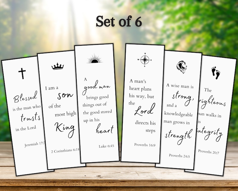 Printable Bible Verse Bookmarks for Men & Boys | Christian Gift for Dad ...