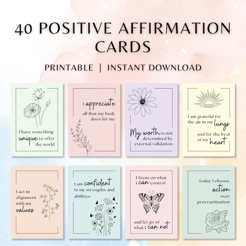 Affirmation Cards Printable | Positive Quote Flash Cards for Women ...