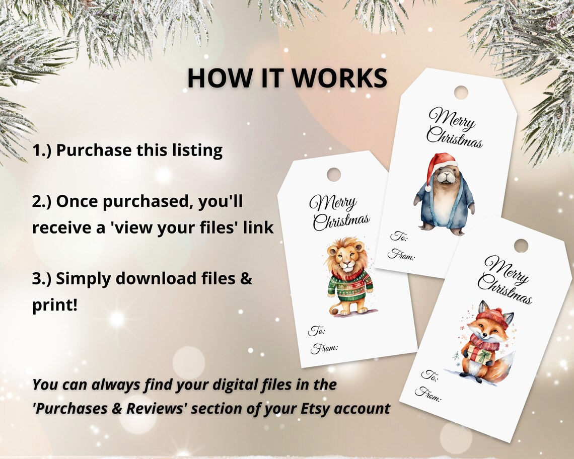 Cute Christmas Animal Gift Tags | Printable Watercolor Pet Labels | DIY ...