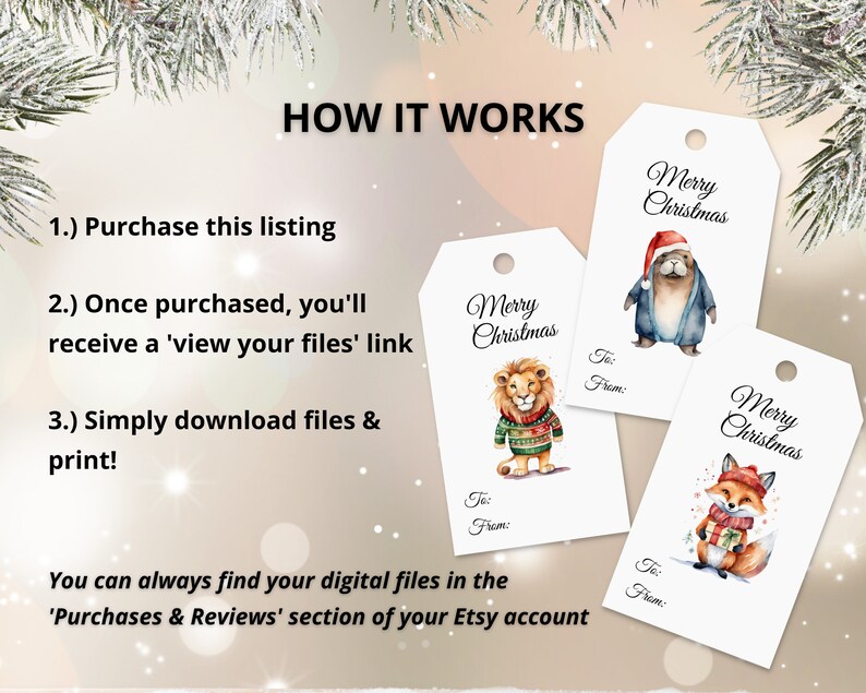 Cute Christmas Animal Gift Tags | Printable Watercolor Pet Labels | DIY ...