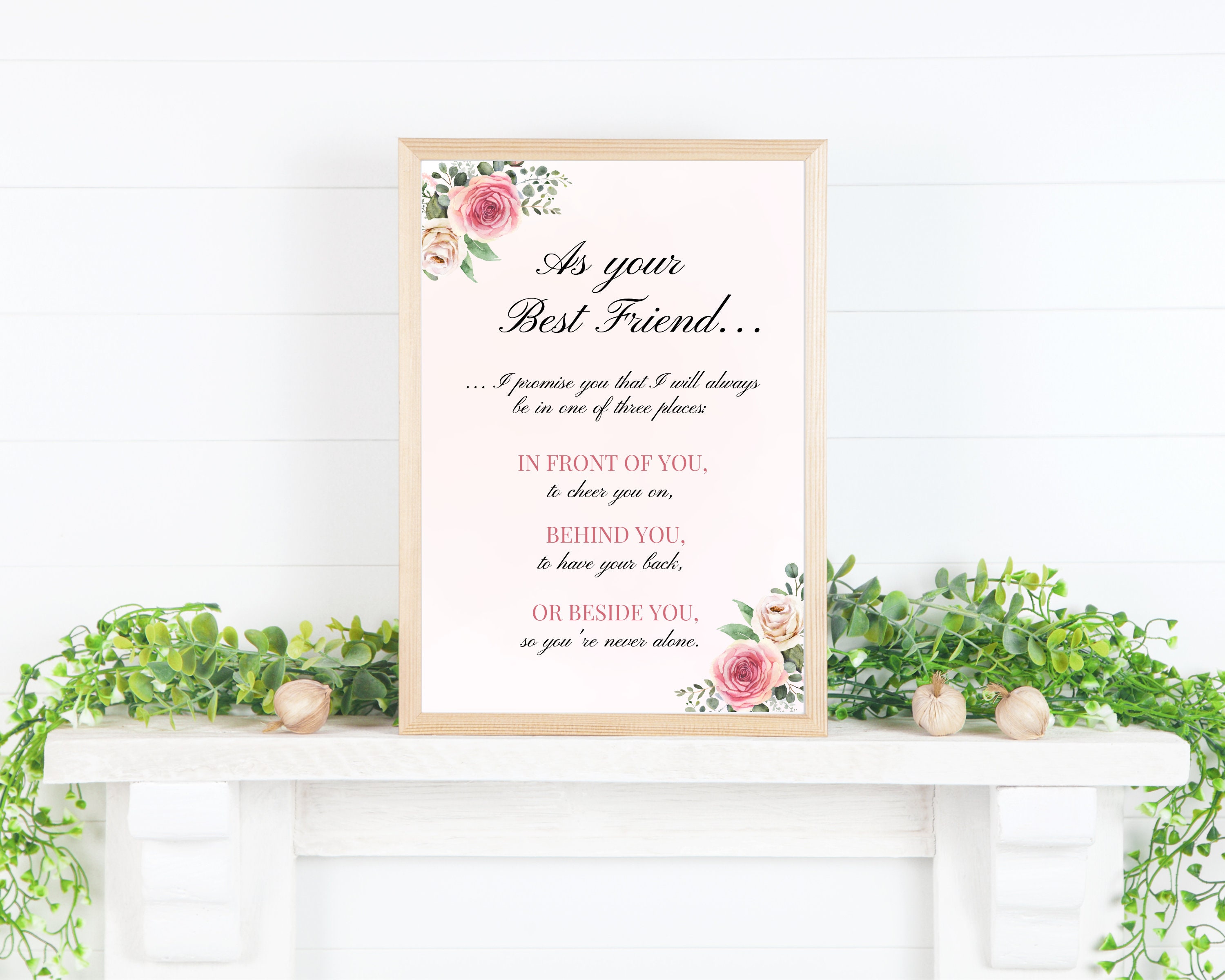 Printable Best Friend Poem Floral Watercolor Birthday Card for Bestie ...