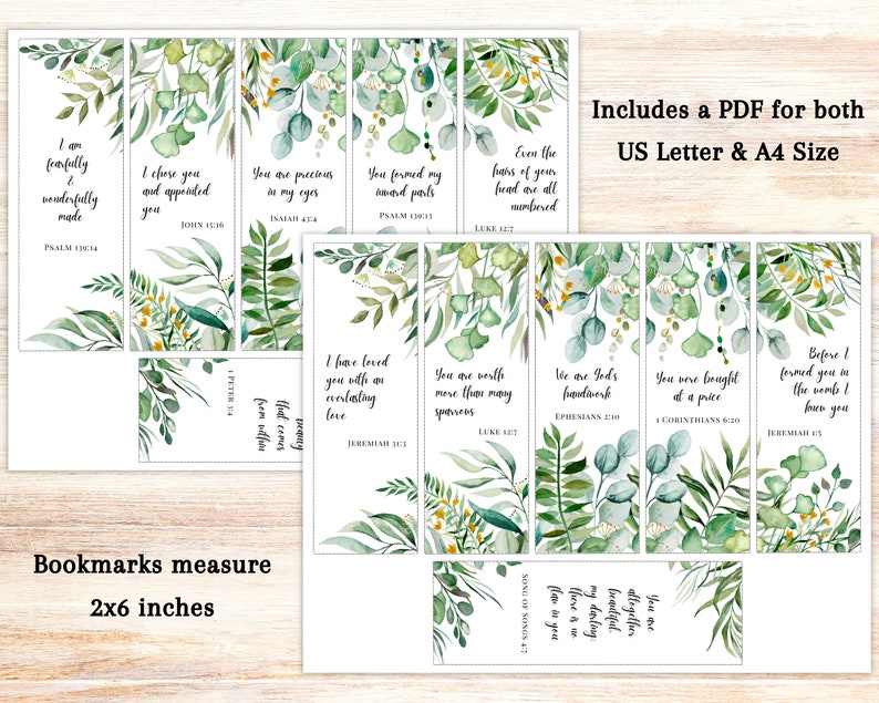 Printable Bible Verse Bookmarks | Self Esteem Self Worth Affirmations ...