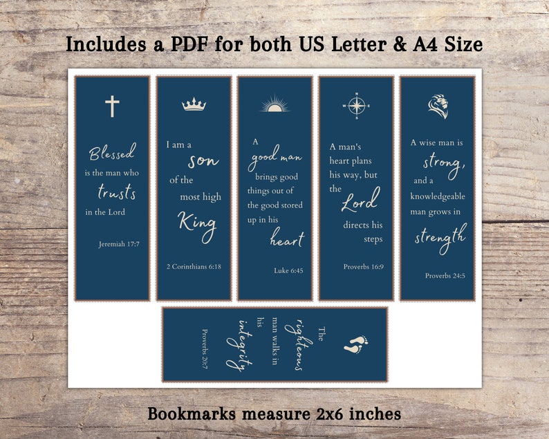 Printable Bible Verse Bookmarks for Men & Boys | Christian Gift for Dad ...