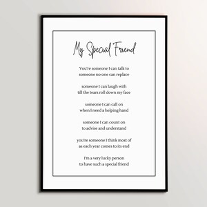 Printable Poem for Best Friend | Minimalist Friendship Quote | DIY Gift ...