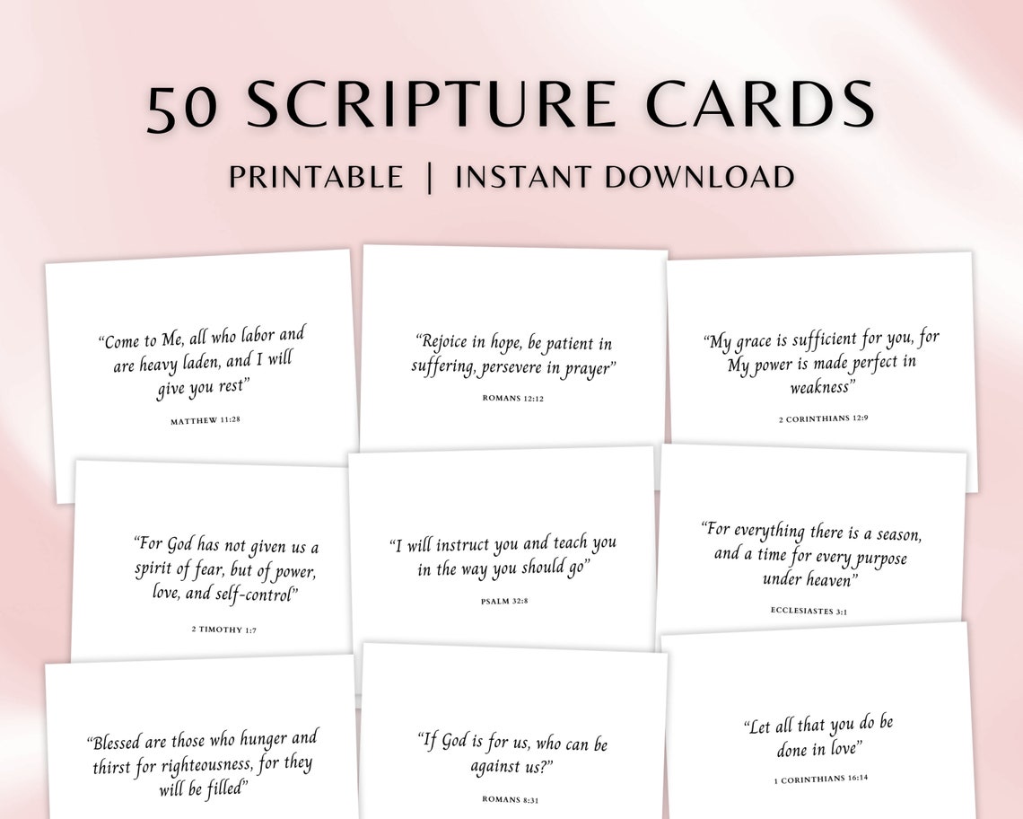 50 Bible Verse Cards | Printable Scripture Quotes | Minimalist Memory ...