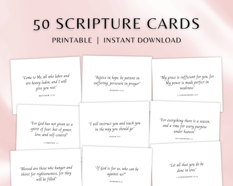 50 Bible Verse Cards | Printable Scripture Quotes | Minimalist Memory ...