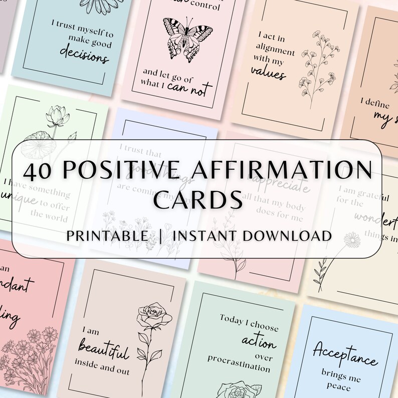 Affirmation Cards Printable Positive Quote Flash Cards for Women Self ...
