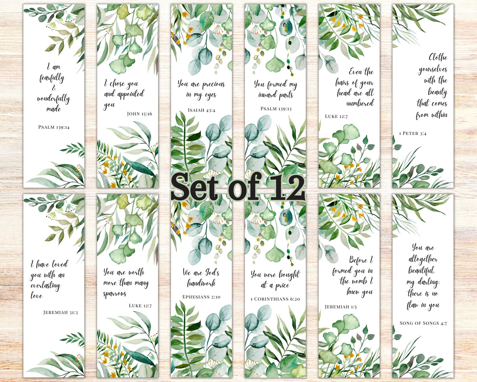 Printable Bible Verse Bookmarks | Self Esteem Self Worth Affirmations ...