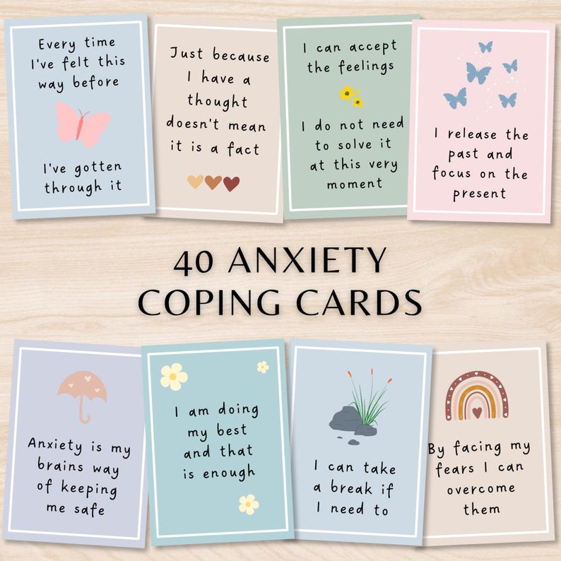 Anxiety Statement Flash Cards | Coping Skills Affirmation | Therapy ...