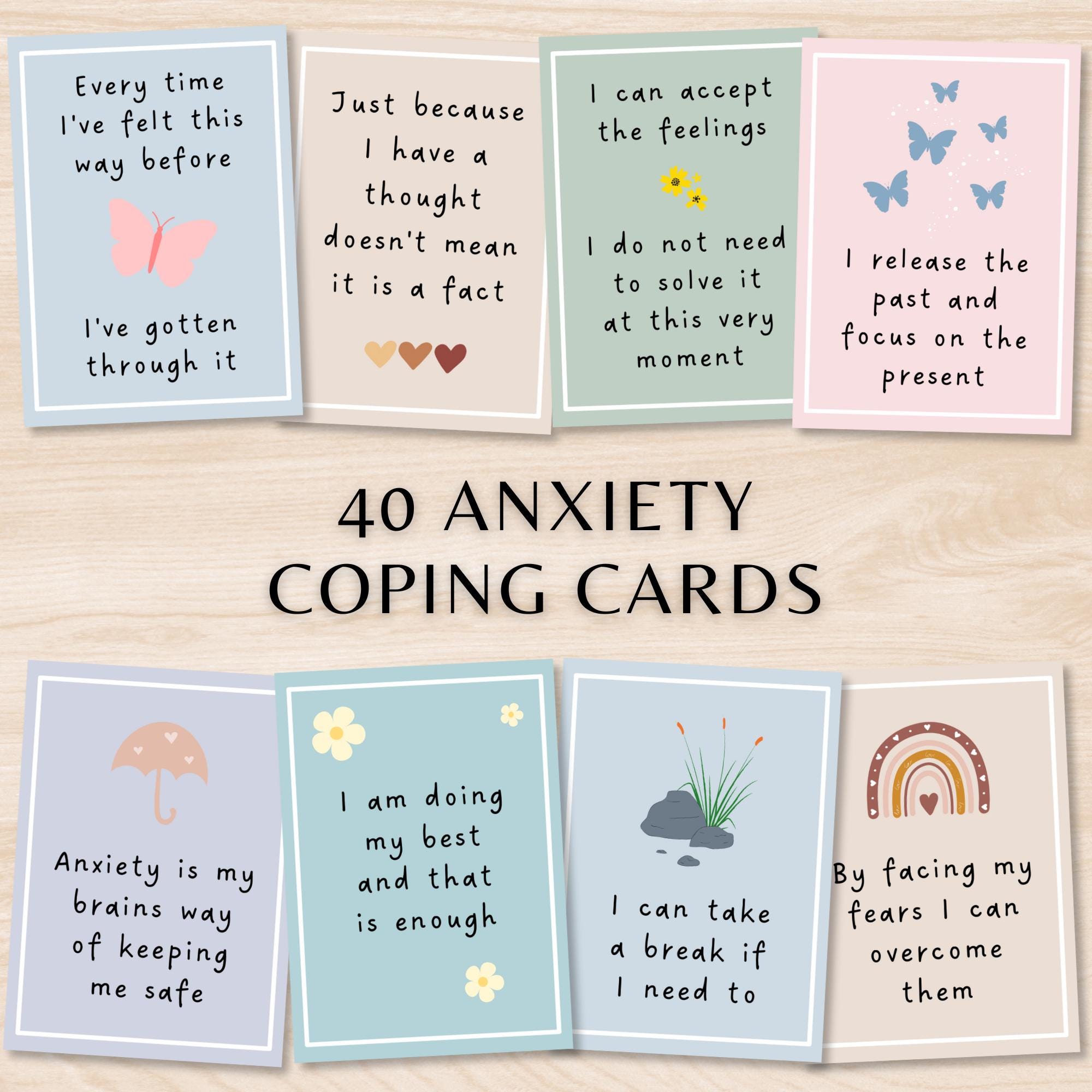 Anxiety Statement Flash Cards | Coping Skills Affirmation | Therapy ...