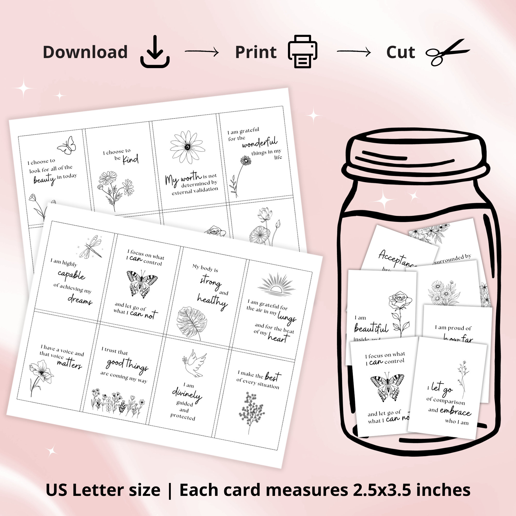 Affirmation Cards Printable | Positive Quote Flash Cards for Women ...