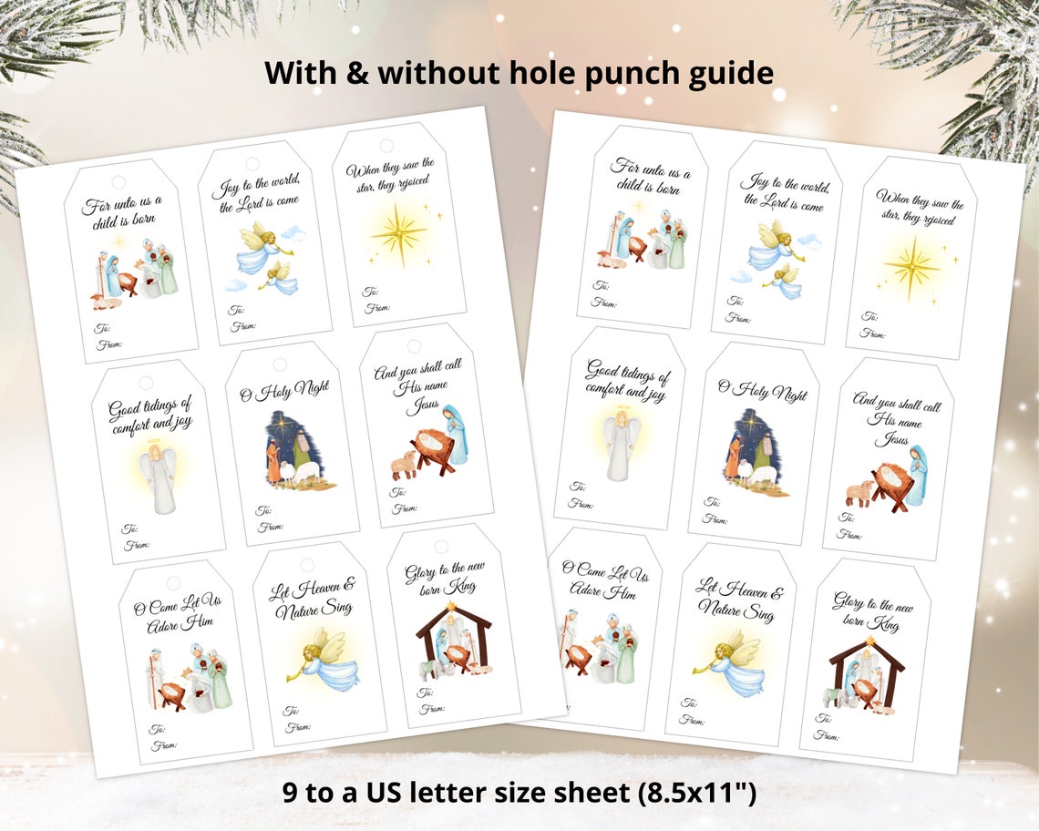 Printable Christmas Gift Tags | Nativity Bible Verse Labels | DIY ...