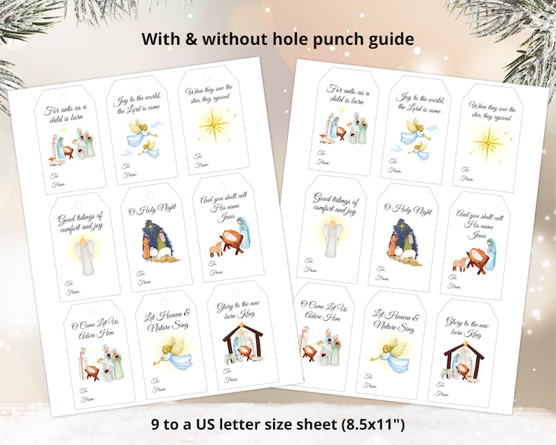 Printable Christmas Gift Tags | Nativity Bible Verse Labels | DIY ...