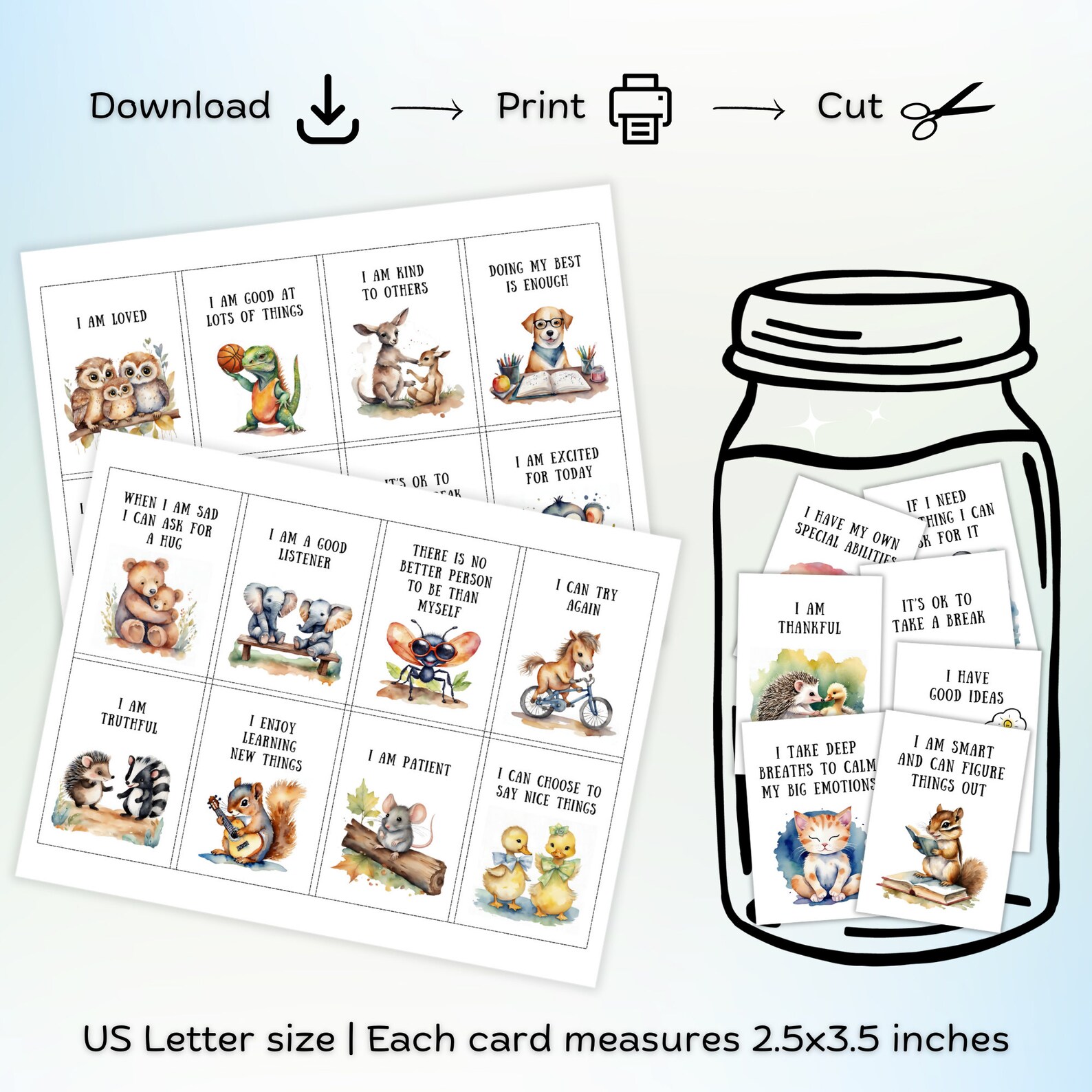 Positive Affirmation Cards for Kids | Printable Encouragement Cards ...