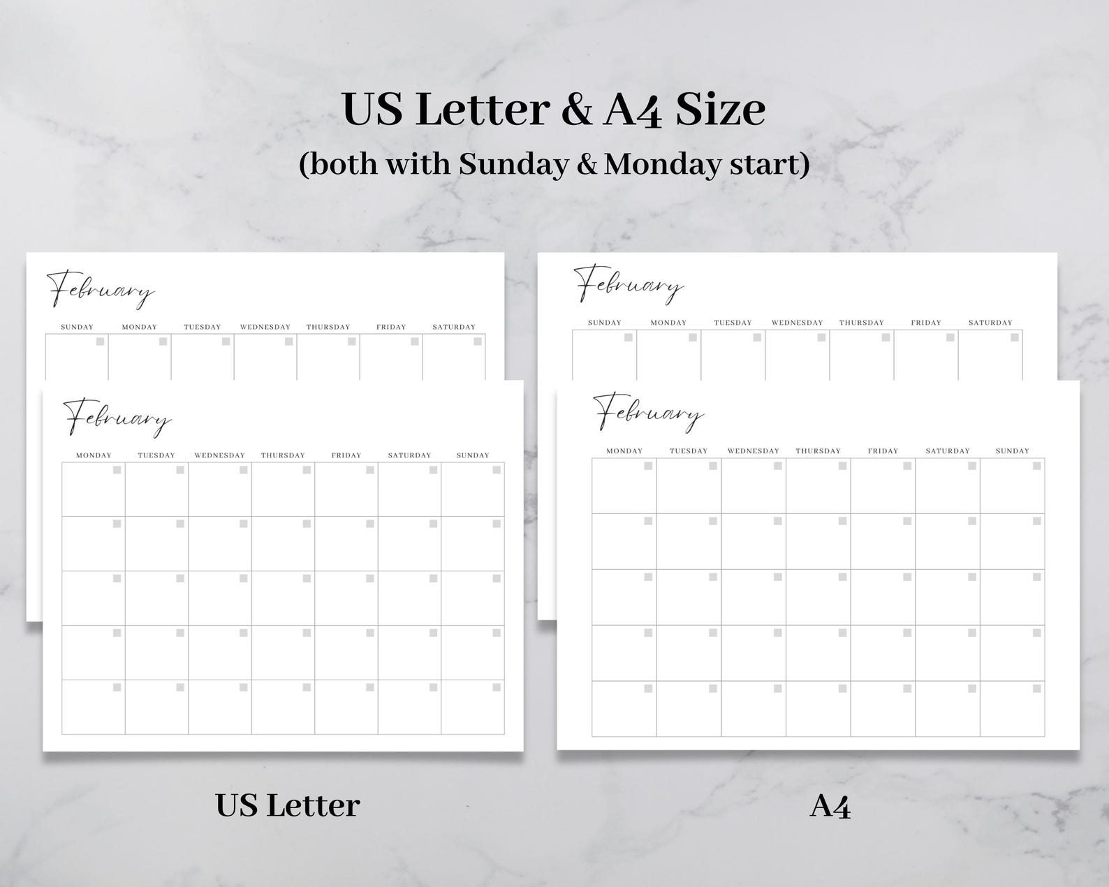 Undated 2025 Calendar Printable | Blank Monthly Landscape Wall Calendar ...