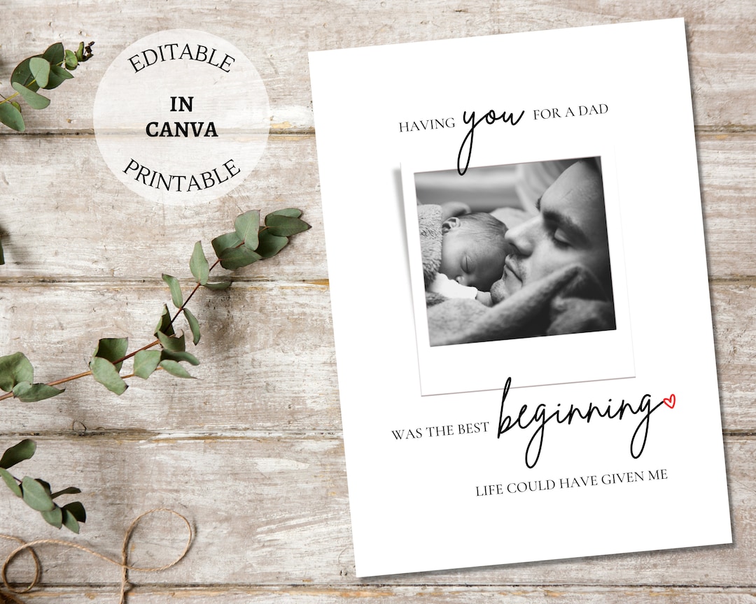 Dad Photo Card Printable | Personalized Gift for Father's Day | Custom ...